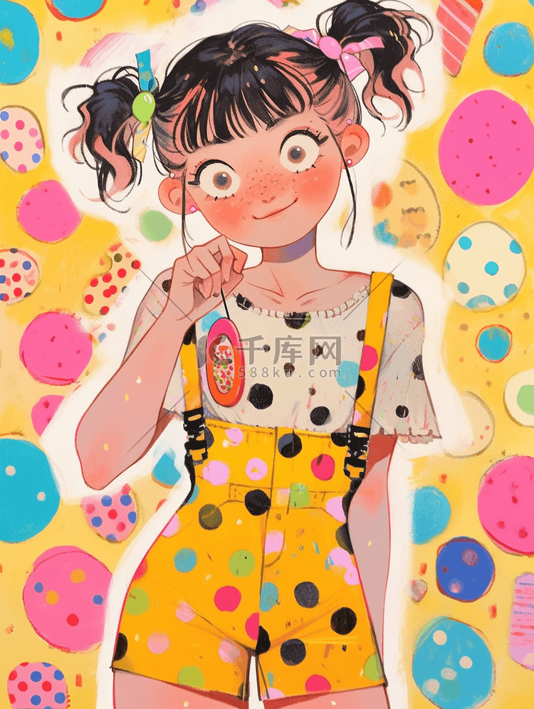 黄色多巴胺穿搭颜色绚丽高饱和卡通贴纸插画图片 千库网