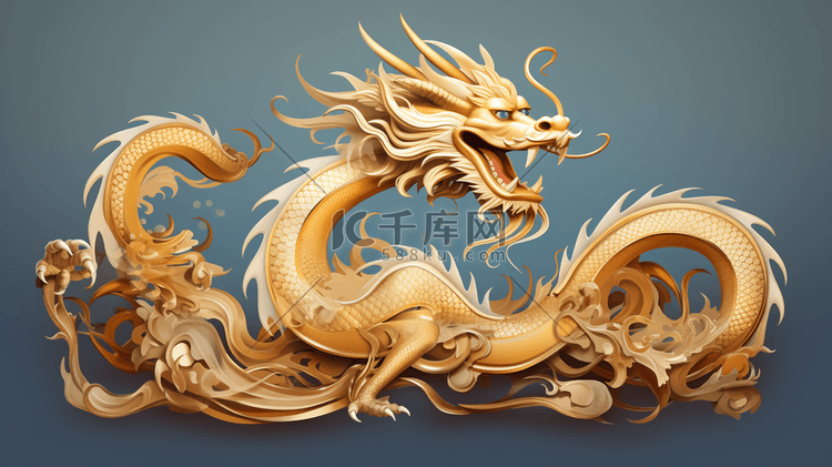 中国风唯美巨龙背景14插画图片 千库网