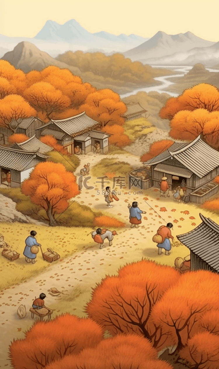 二十四节气秋天海报秋收季节插画图片 千库网
