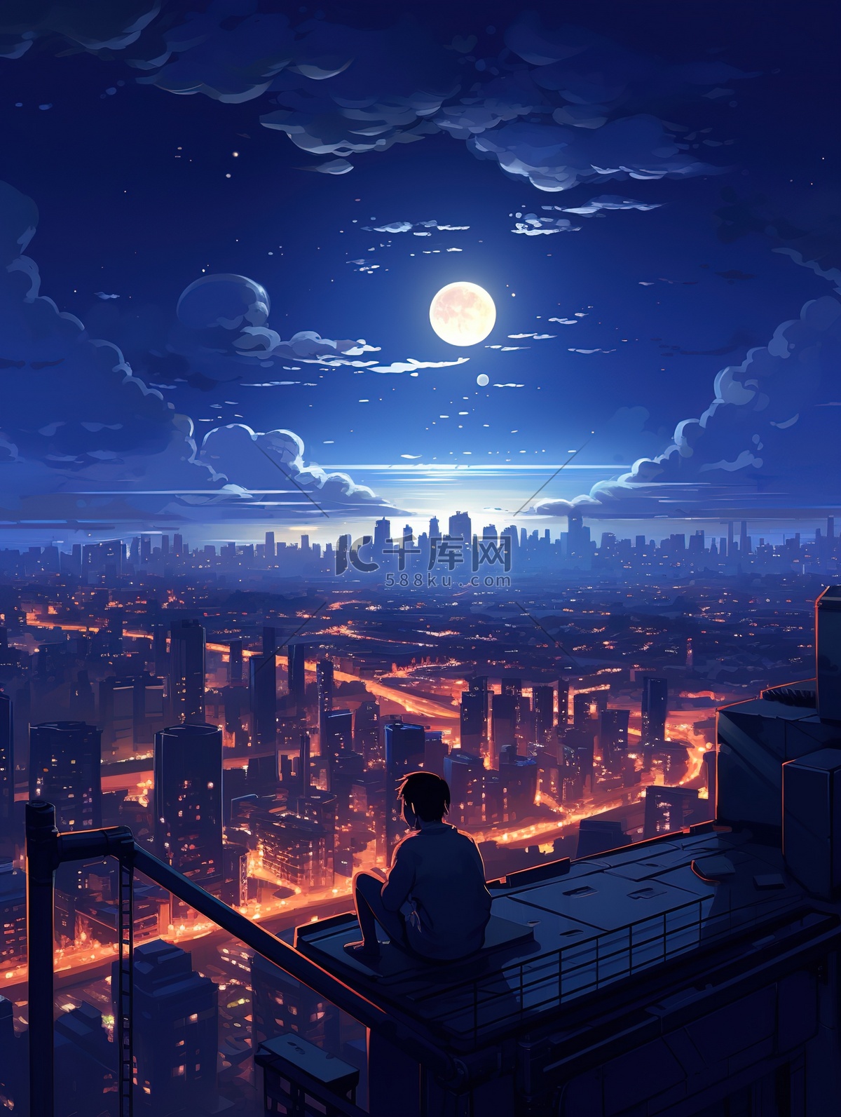 俯瞰城市夜景万家灯火17插画图片 千库网