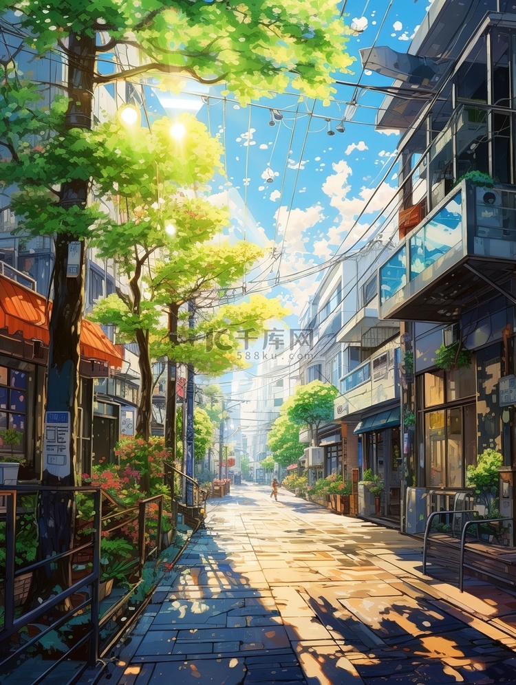乡村小镇动漫风格10插画图片 千库网