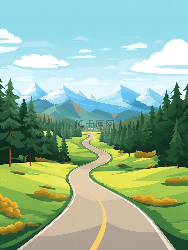 道路蜿蜒的山路美丽风景17插图插画图片 千库网