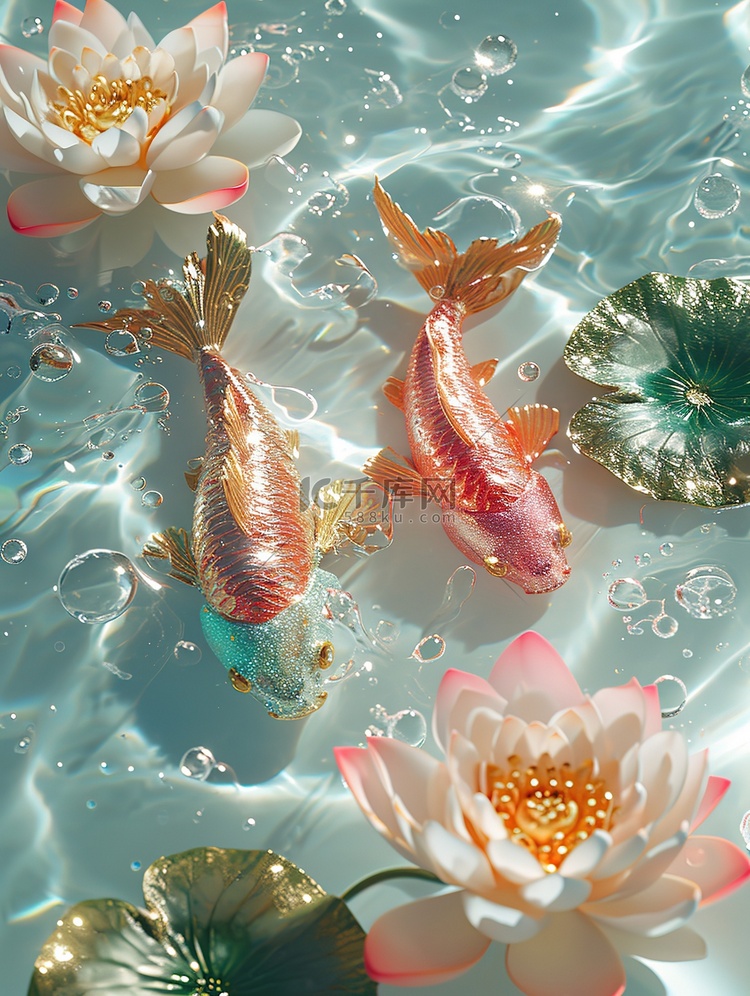 如鱼得水水中的金鱼设计插画图片 千库网