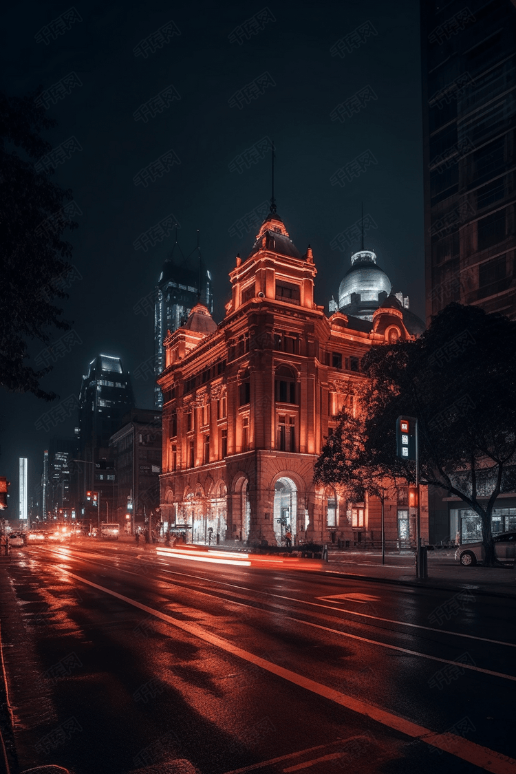 上海南京路外滩夜景摄影图高清摄影大图 千库网