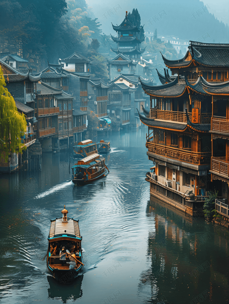 湖南凤凰古城高清摄影大图 千库网
