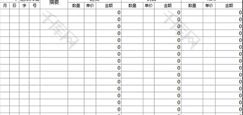 库存商品明细账excel模板千库网excelid:74068