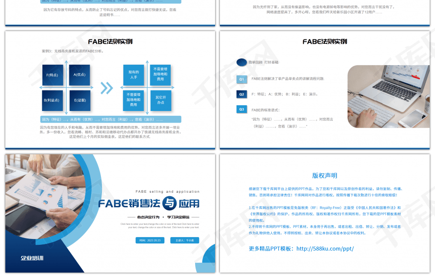 蓝色大气商务FABE销售法与应用PPTppt模板免费下载-PPT模板-千库网