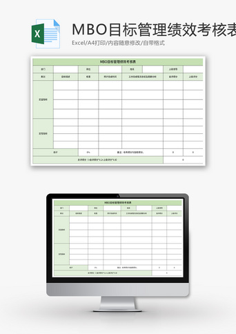 MBO目标管理绩效考核表Excel模板-免费excel表格模板下载-千库网