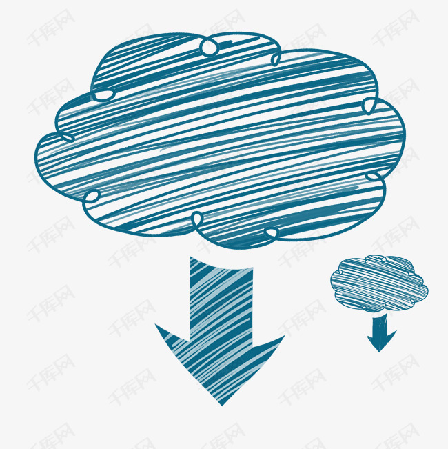 手绘黑色箭头云朵素材图片免费下载-千库网