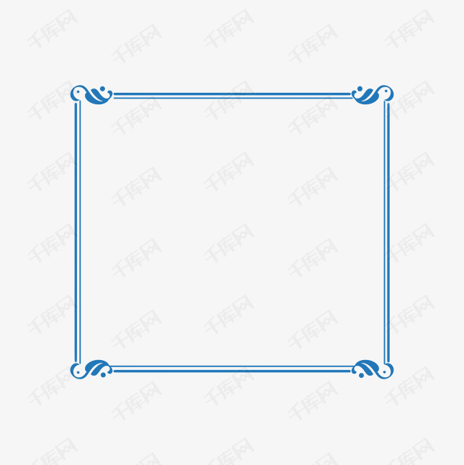 蓝色花纹边框素材图片免费下载-千库网