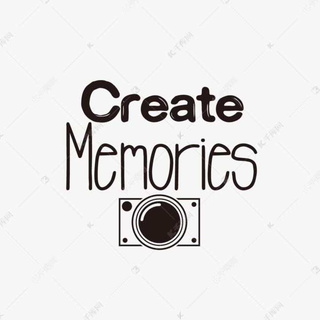 svg卡通黑色创造回忆英文字母手绘相机插画艺术字设计图片-千库网