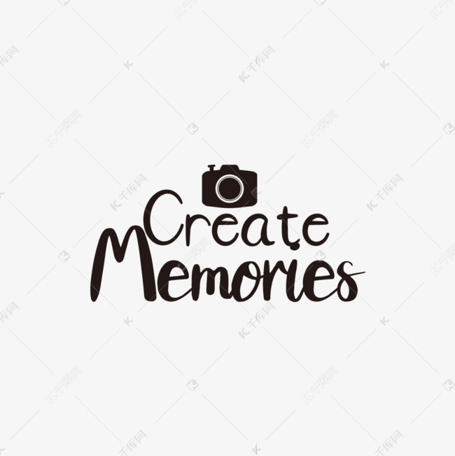 svg卡通黑色创造回忆英文字母手绘相机插画艺术字设计图片-千库网