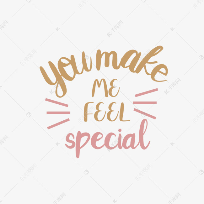 svg你让我感到特别英文黄色手绘卡通插画艺术字设计图片-千库网