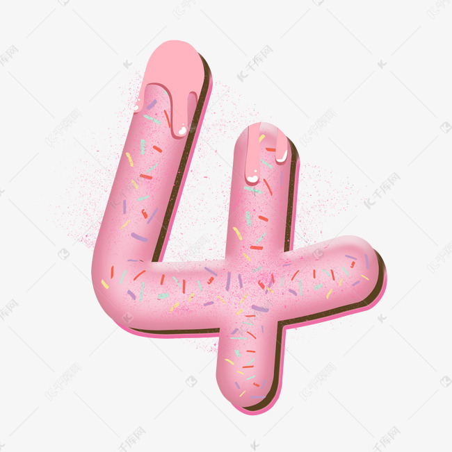 卡通夹心饼干数字4艺术字设计图片-千库网