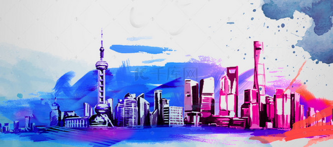 上海建筑banner背景图片_上海建筑banner背景素材图片_千库网
