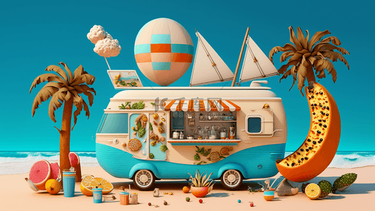 沙滩海浪椰树背景图片_沙滩海浪椰树背景素材图片_千库网