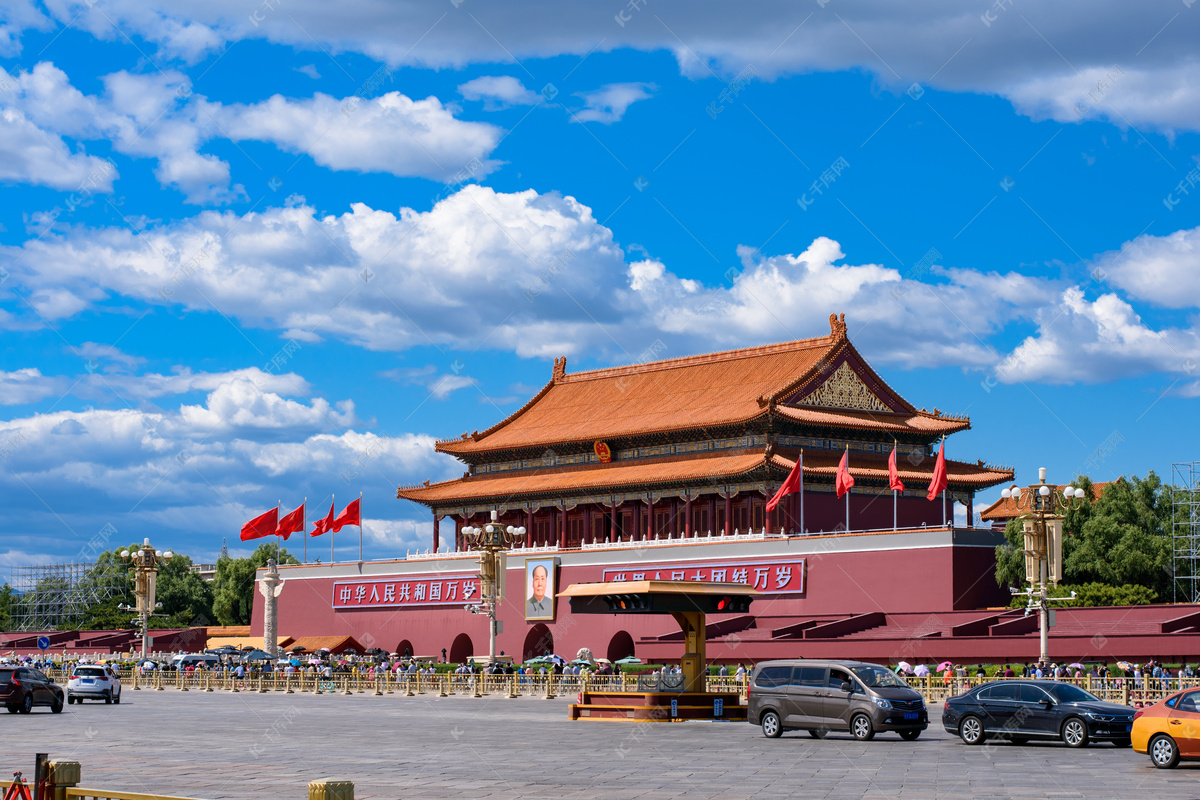 北京天安门城楼和长安街摄影图高清摄影大图-千库网