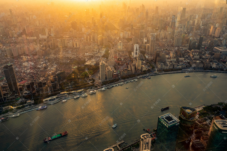 陆家嘴上海中心俯视外滩摄影图高清摄影大图-千库网