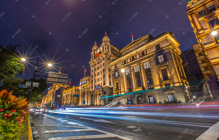 上海外滩万国建筑群夜景摄影图高清摄影大图-千库网
