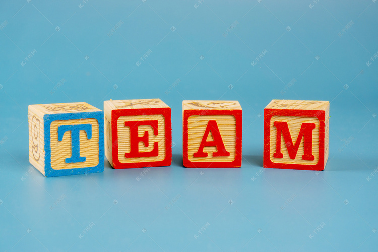团队team蓝色背景立体方块摄影图配图高清摄影大图-千库网