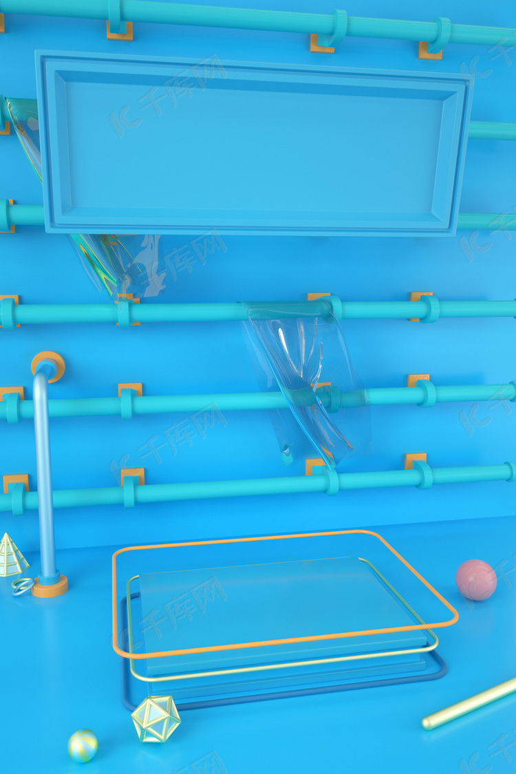 C4D风立体宣传海报H5背景图片免费下载-千库网