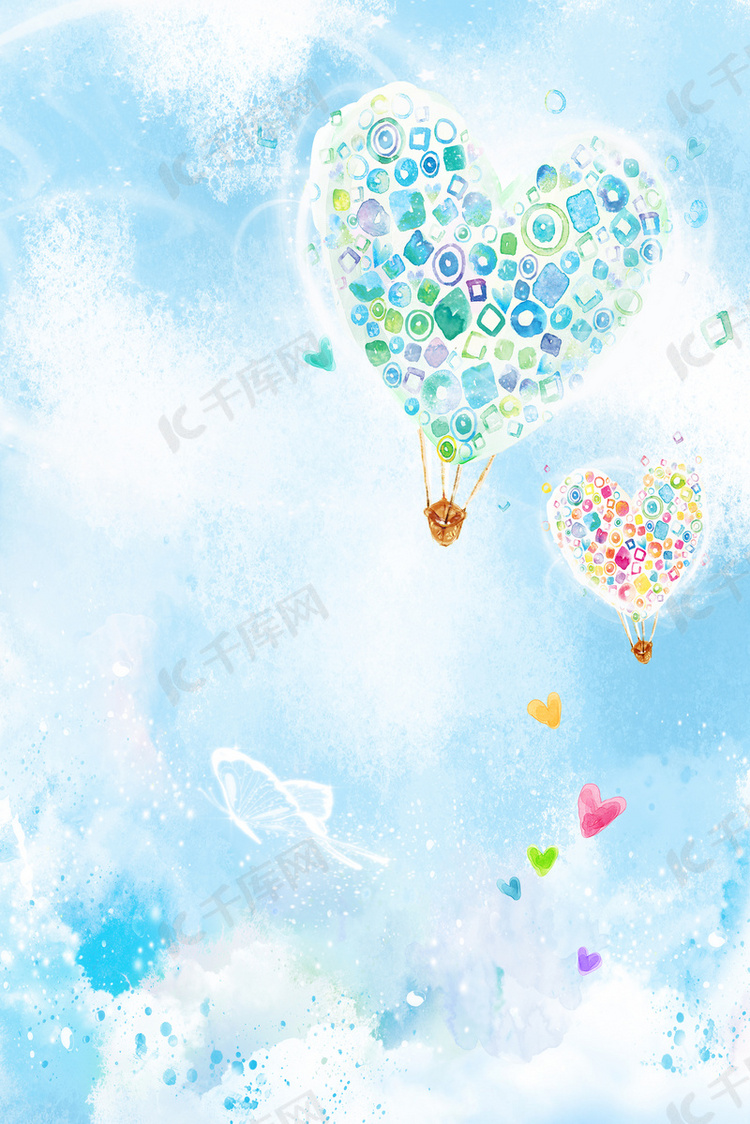 卡通清新蓝色背景图片免费下载-千库网