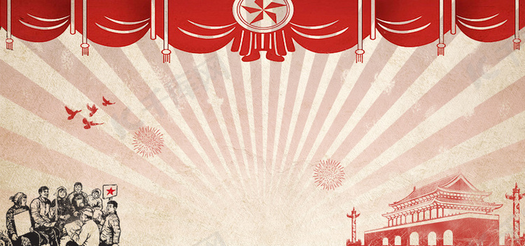 51劳动节天安门复古海报背景图片免费下载-千库网