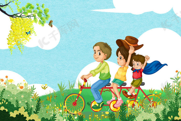 卡通亲子活动海报背景图片免费下载-千库网