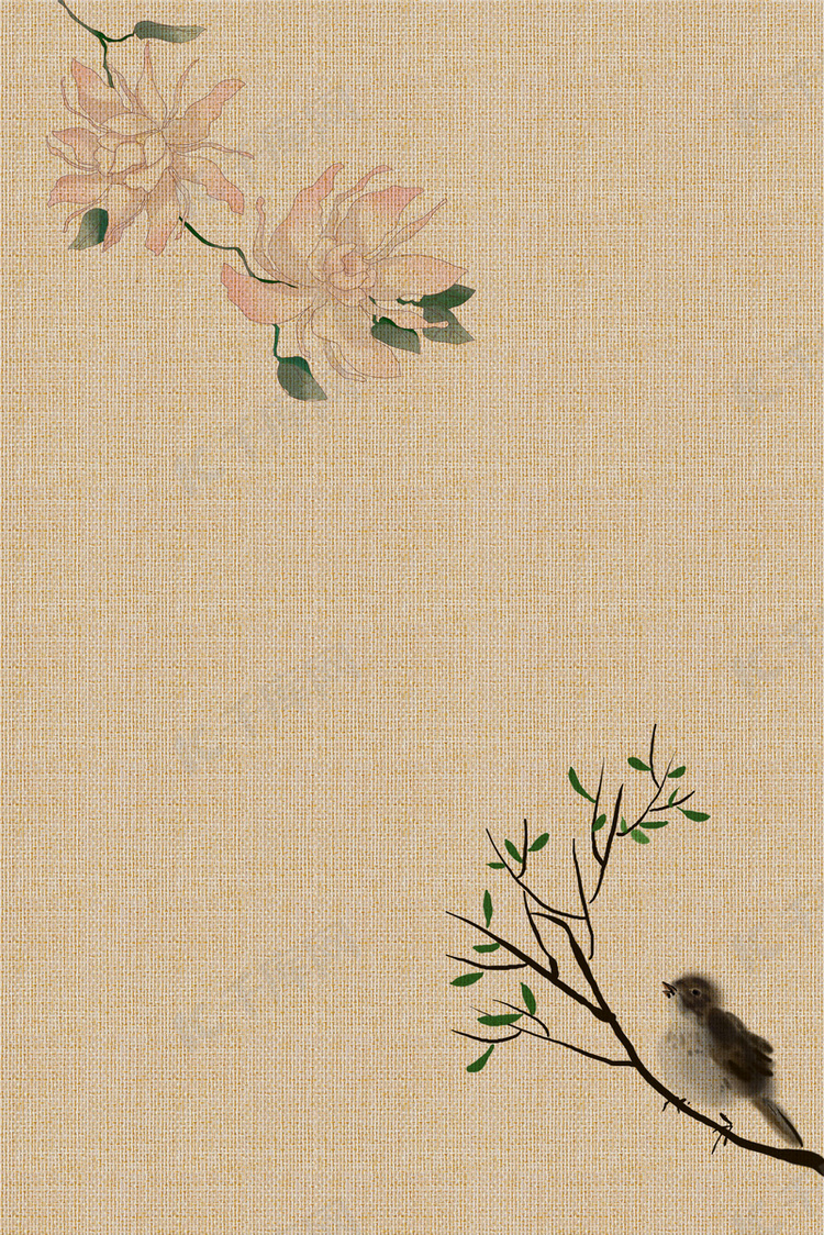 古风纸质质感鸟语花香背景素材背景图片免费下载-千库网