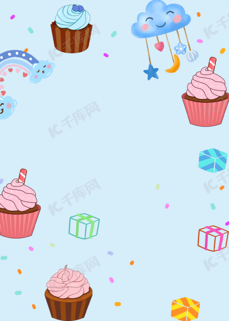 蓝色卡通背景图片免费下载-千库网