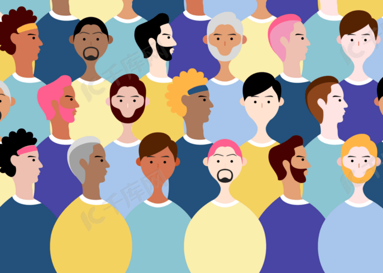 不同种族男人无缝隙背景图片免费下载-千库网