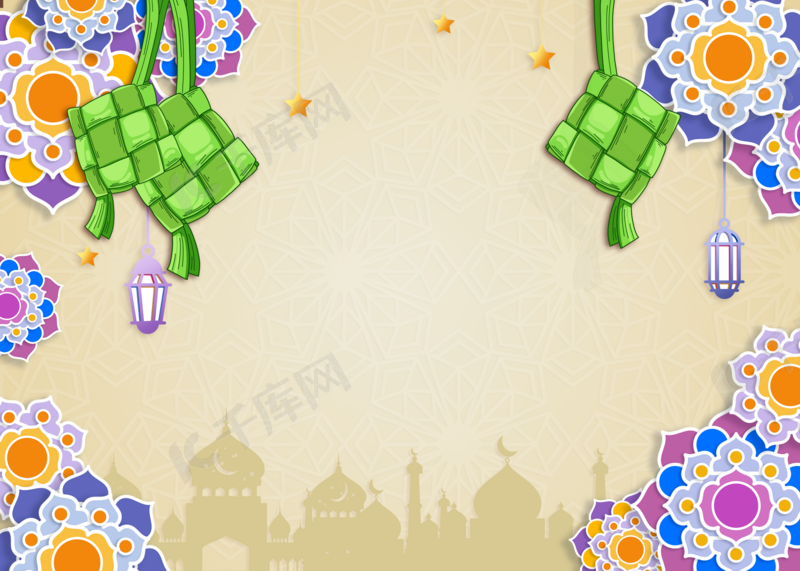 背景Hari Raya idul fitri 2021 Idul Fitri颜色图案卡通Eid Al-Fitr马马装饰背景图片免费下载-千库网