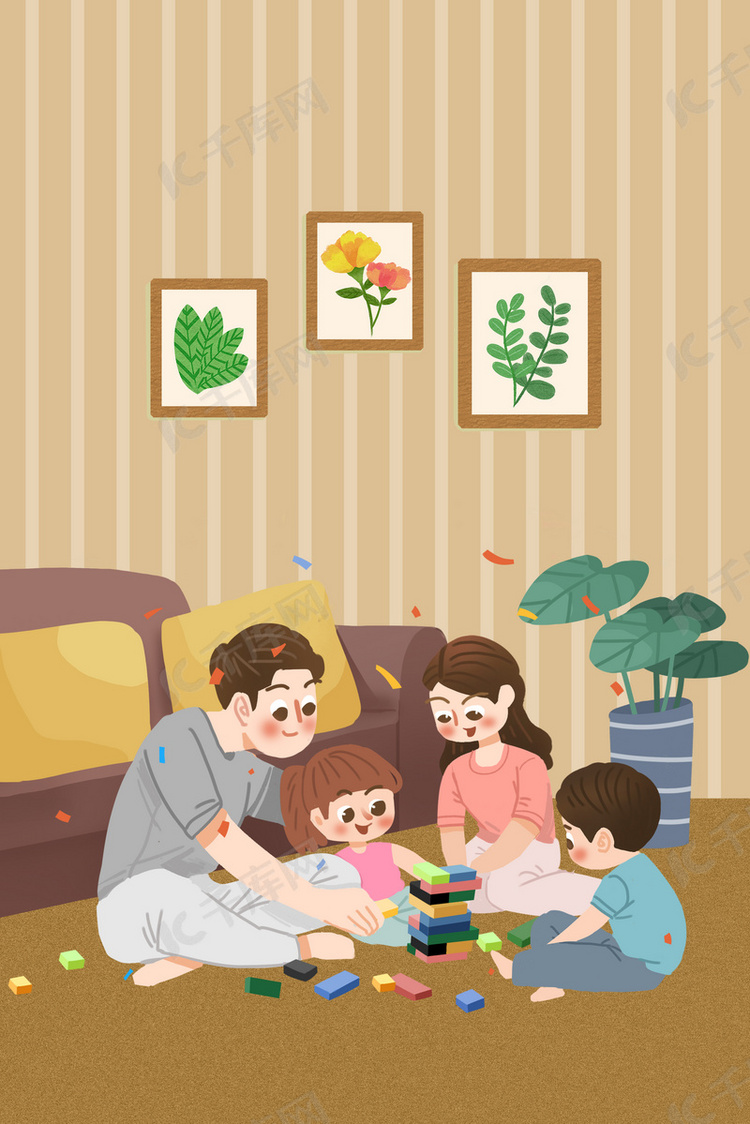 家庭教育亲子教育插画风背景图片免费下载-千库网