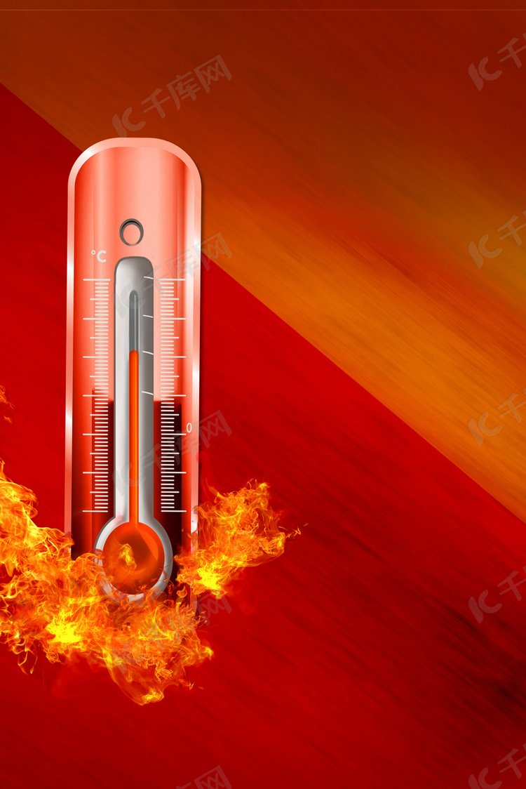 高温温度计红色简约背景图片免费下载-千库网