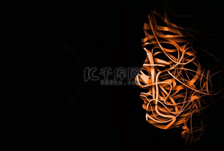 抽象的面孔，由一团乱麻的线条构成轮廓高清摄影大图 千库网 3566