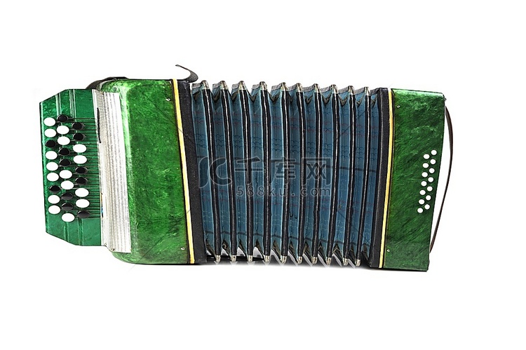 绿色的bayan孤立在白色的背景上手风琴金士泰高清摄影大图-千库网