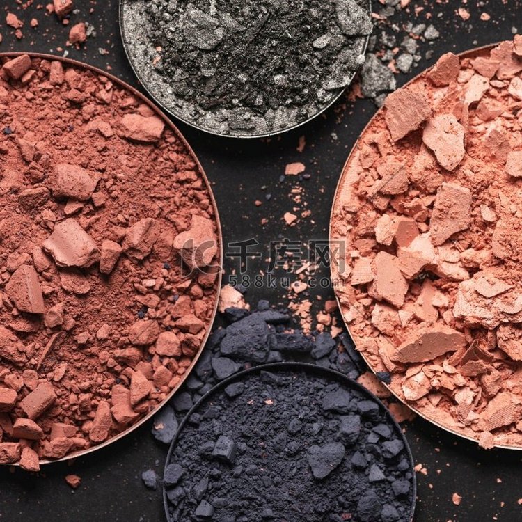 顶视图眼影组成 43D立体拼图漆器高清摄影大图-千库网