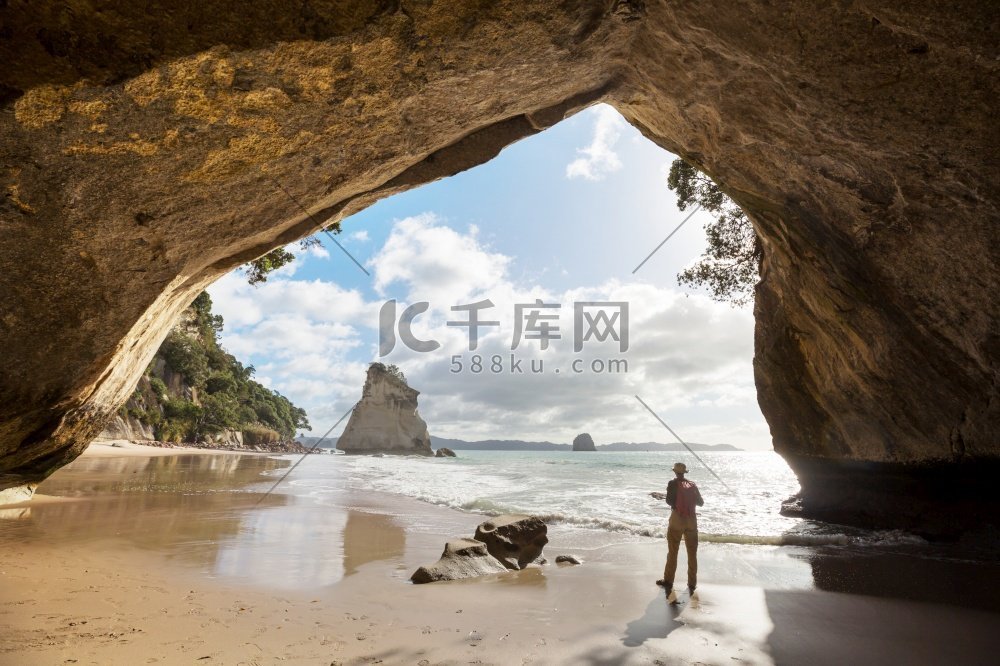 不寻常的大教堂湾，科罗曼德半岛，新西兰工艺品传统建筑高清摄影大图-千库网