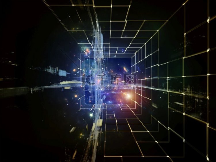 空间中的矩形三维几何结构。高清摄影大图-千库网