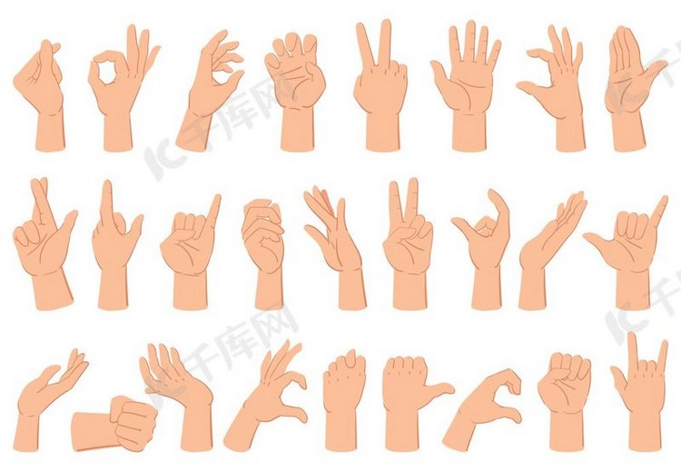 卡通人手表情手势，数着手指和大拇指。背景图片免费下载_海报banner/高清大图_千库网(图片编号6215124)
