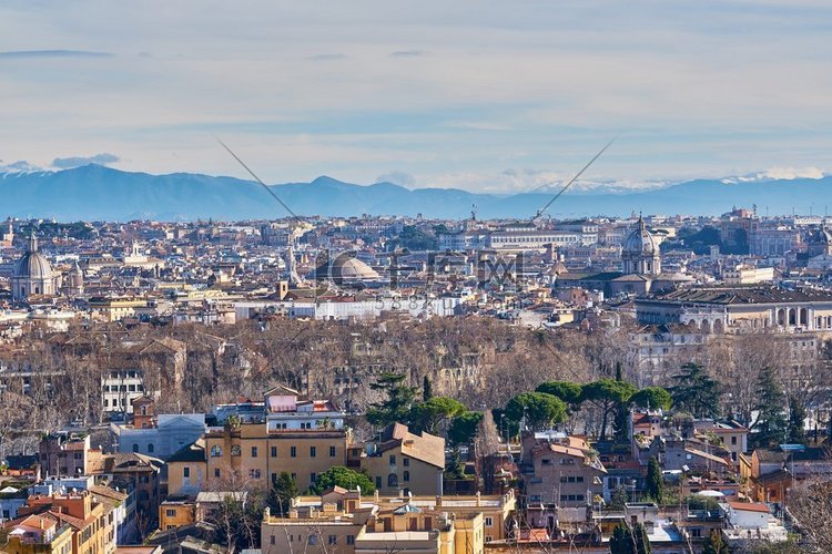 从意大利 Janiculum Terrace (Terrazza del Gianicolo) 看罗马天际线高清摄影大图-千库网