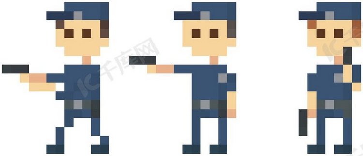 带手枪的像素警察。背景图片免费下载_海报banner/高清大图_千库网(图片编号6218107)