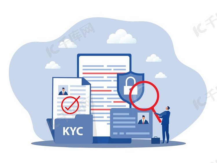 KYC 或了解您的客户，通过放大镜矢量插画家验证其客户概念在合作伙伴中的身份背景图片免费下载_海报banner/高清大图_千库网(图片编号 ...