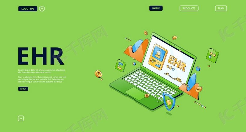 Ehr，电子健康记录等距着陆页。背景图片免费下载_海报banner/高清大图_千库网(图片编号6235003)