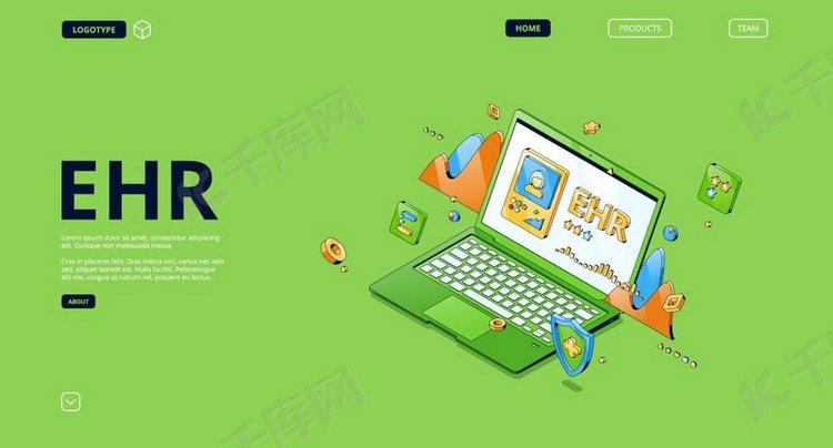 Ehr，电子健康记录等距着陆页。背景图片免费下载_海报banner/高清大图_千库网(图片编号6235003)