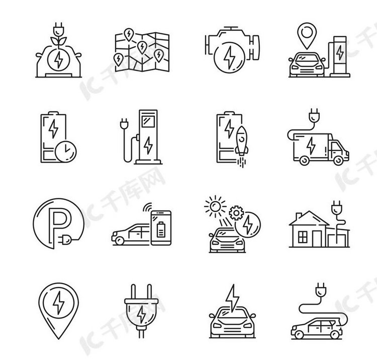 电动汽车充电轮廓图标、汽车站电池插头、矢量生态汽车充电器标志。背景图片免费下载_海报banner/高清大图_千库网(图片编号6201831)