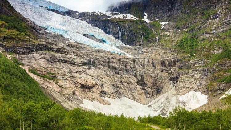 Boyabreen Glacier in Fjaerland area in Sogndal Municipality in Sogn og ...