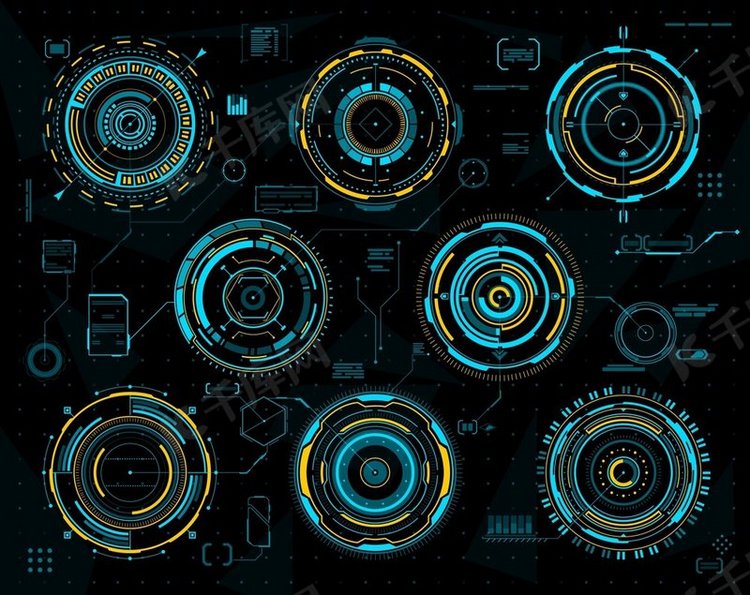 HUD 未来派图形，圆形界面面板。背景图片免费下载_海报banner/高清大图_千库网(图片编号6225278)