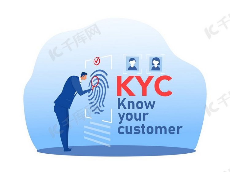 KYC 或了解您的客户，通过放大镜矢量插画家验证其客户概念在合作伙伴中的身份背景图片免费下载_海报banner/高清大图_千库网(图片编号6226687)