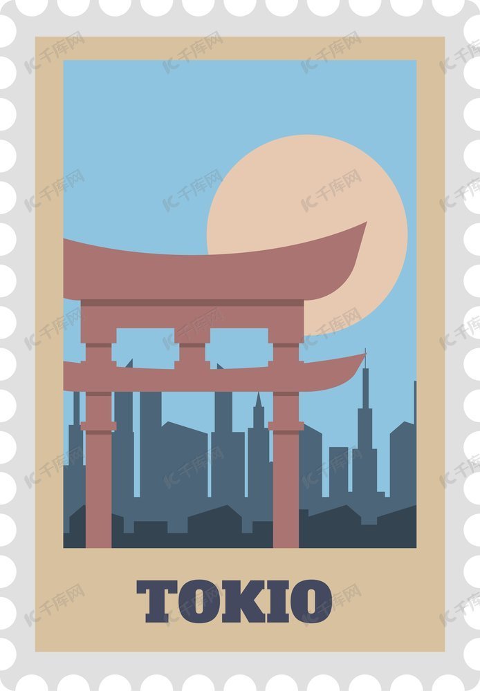 Tokio 邮政邮票与视觉标签复古。背景图片免费下载_海报banner/高清大图_千库网(图片编号6222234)